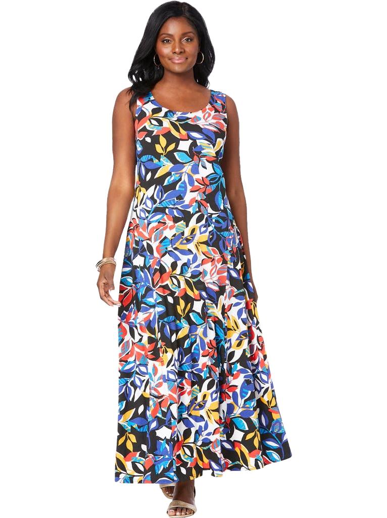 JESSICA LONDON Jessica London Stretch Cotton Tank Maxi Dress